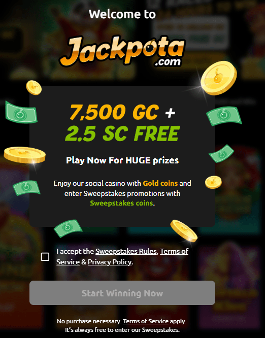 Jackpota Casino Promo Code | 27.5 SC Free & 57.5K Gold Coins