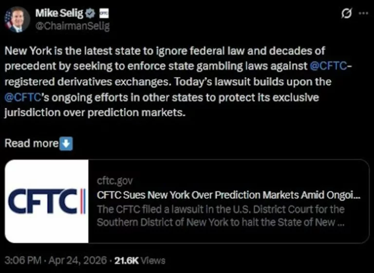 CFTC Claims Exclusive Jurisdiction Over Prediction Markets
